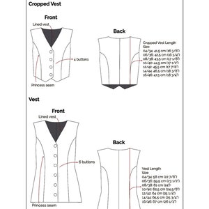 Basic Vest PDF Sewing Pattern | Tailored Waistcoat Pattern | Two Length ...