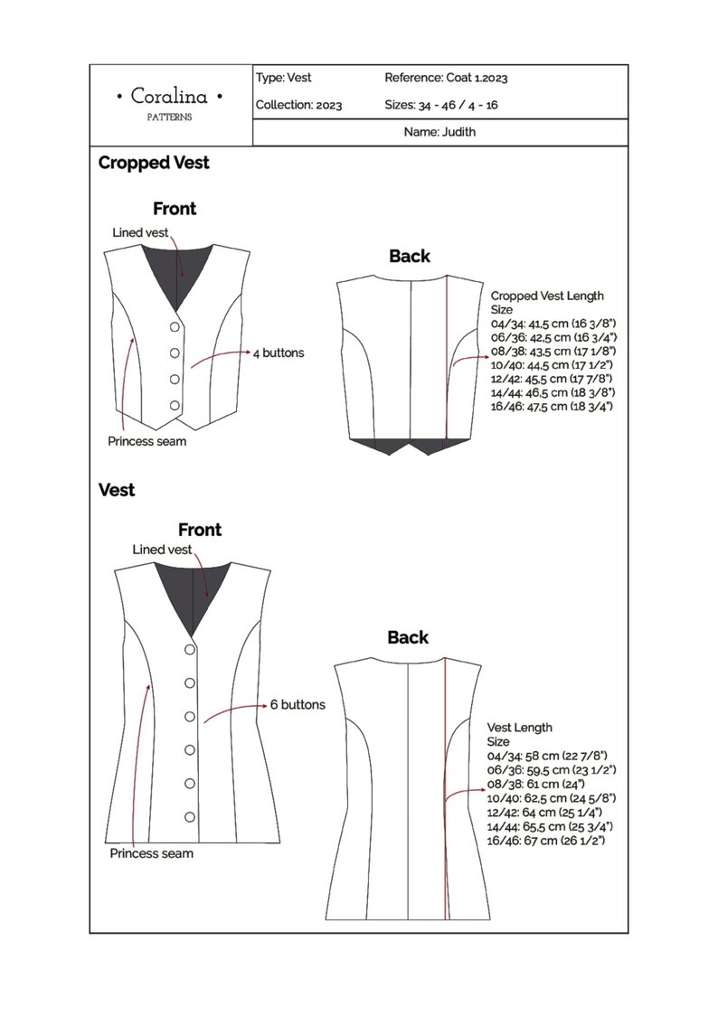 Basic Vest PDF Sewing Pattern Tailored Waistcoat Pattern - Etsy