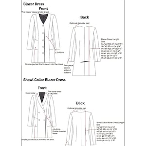 Blazer Dress PDF Sewing Pattern | Shawl Collar Blazer Dress Pattern ...