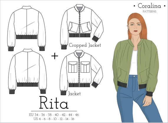 Bomber Jacket PDF Sewing Pattern Women's Jacket Sizes - Etsy