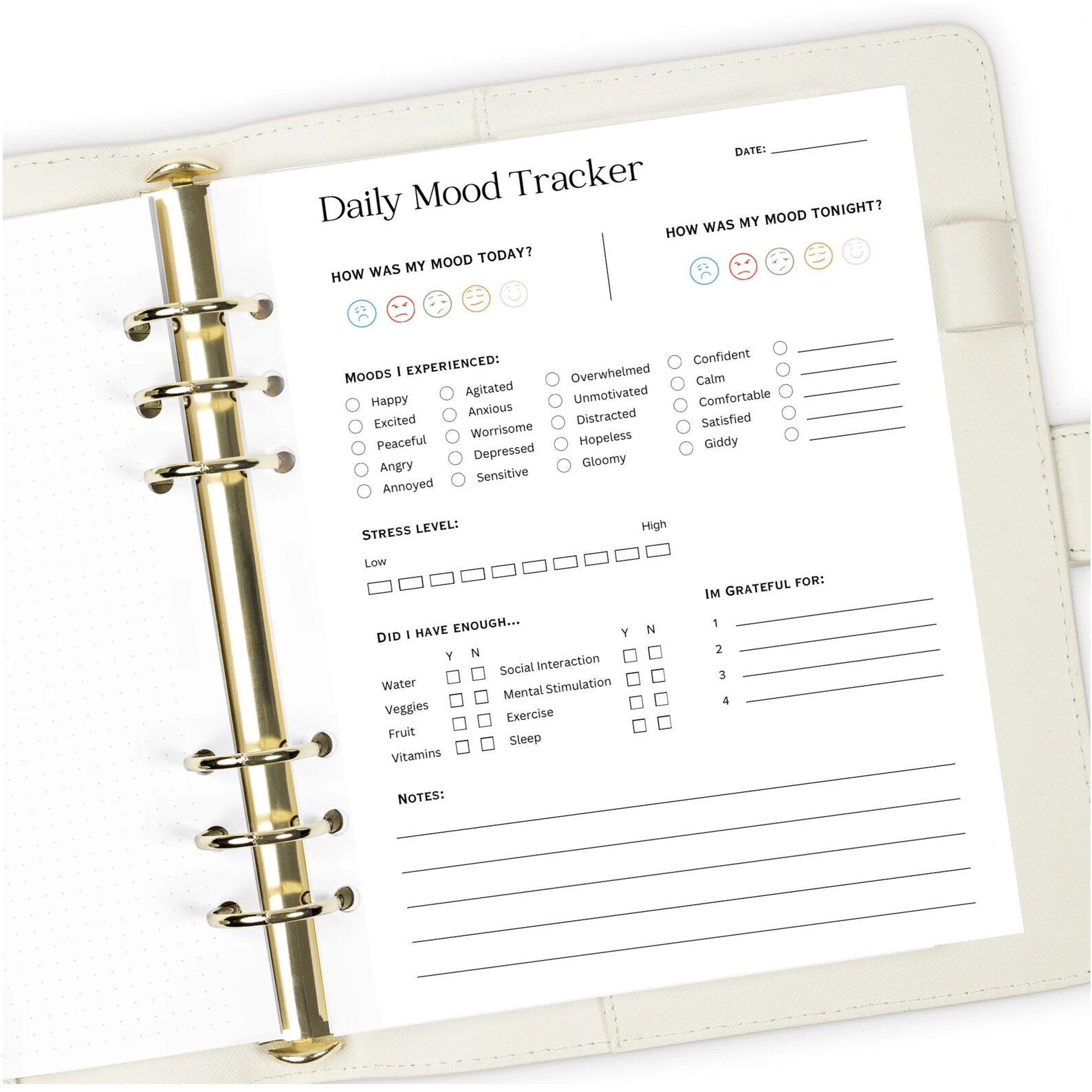 Mood Tracker, Instant Download printable, Yearl Y/ Daily Mood Tracker ...
