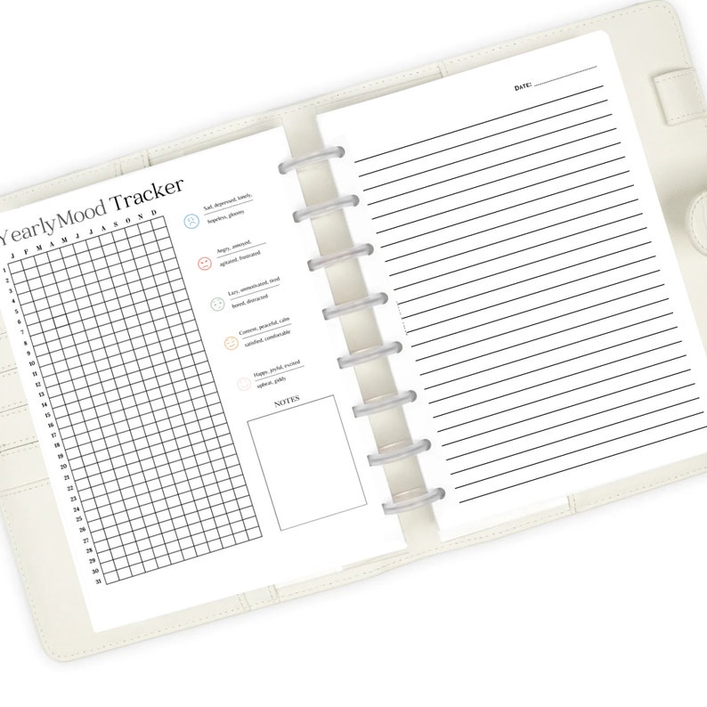 Mood Tracker, Instant Download +printable, Yearl Y/ Daily Mood Tracker ...