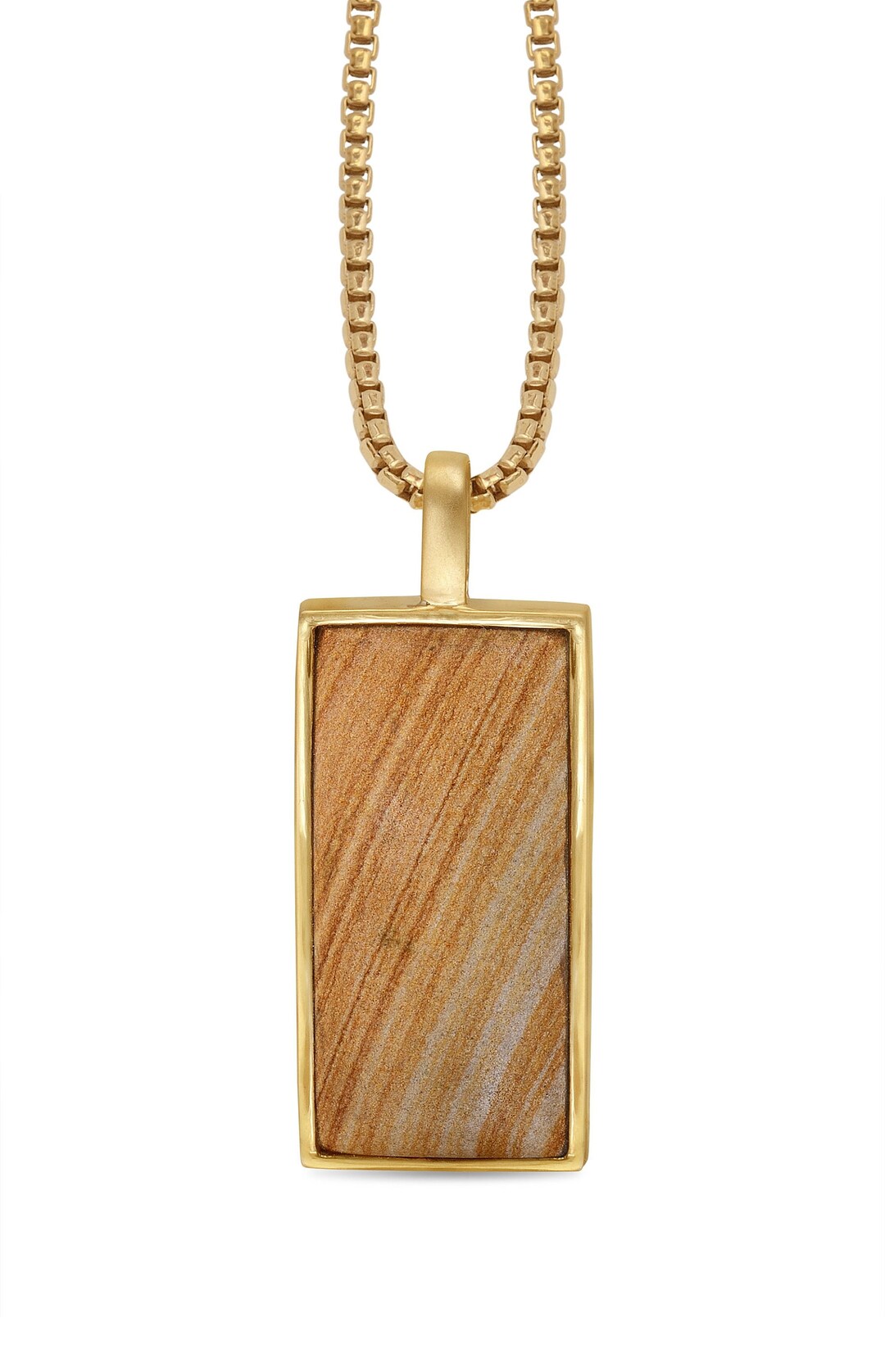Wood Jasper Stone Tag in 14K Yellow Gold Plated Sterling Silver - Etsy