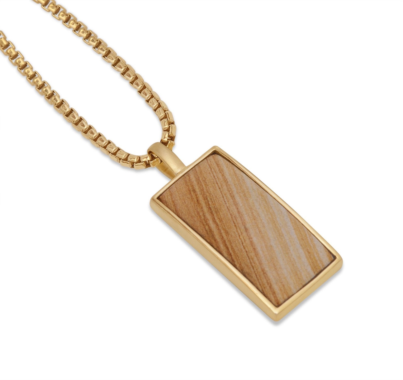 Wood Jasper Stone Tag in 14K Yellow Gold Plated Sterling Silver - Etsy