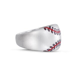 Home Run Baseball Red Diamond & Enamel Band Ring - Etsy