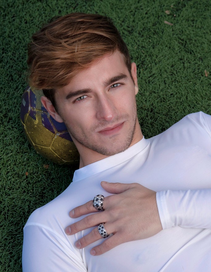 Kick & Goal Soccer Black Diamond Head Ring - Etsy