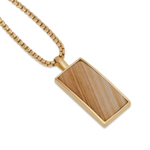 Wood Jasper Stone Tag in 14K Yellow Gold Plating - Etsy