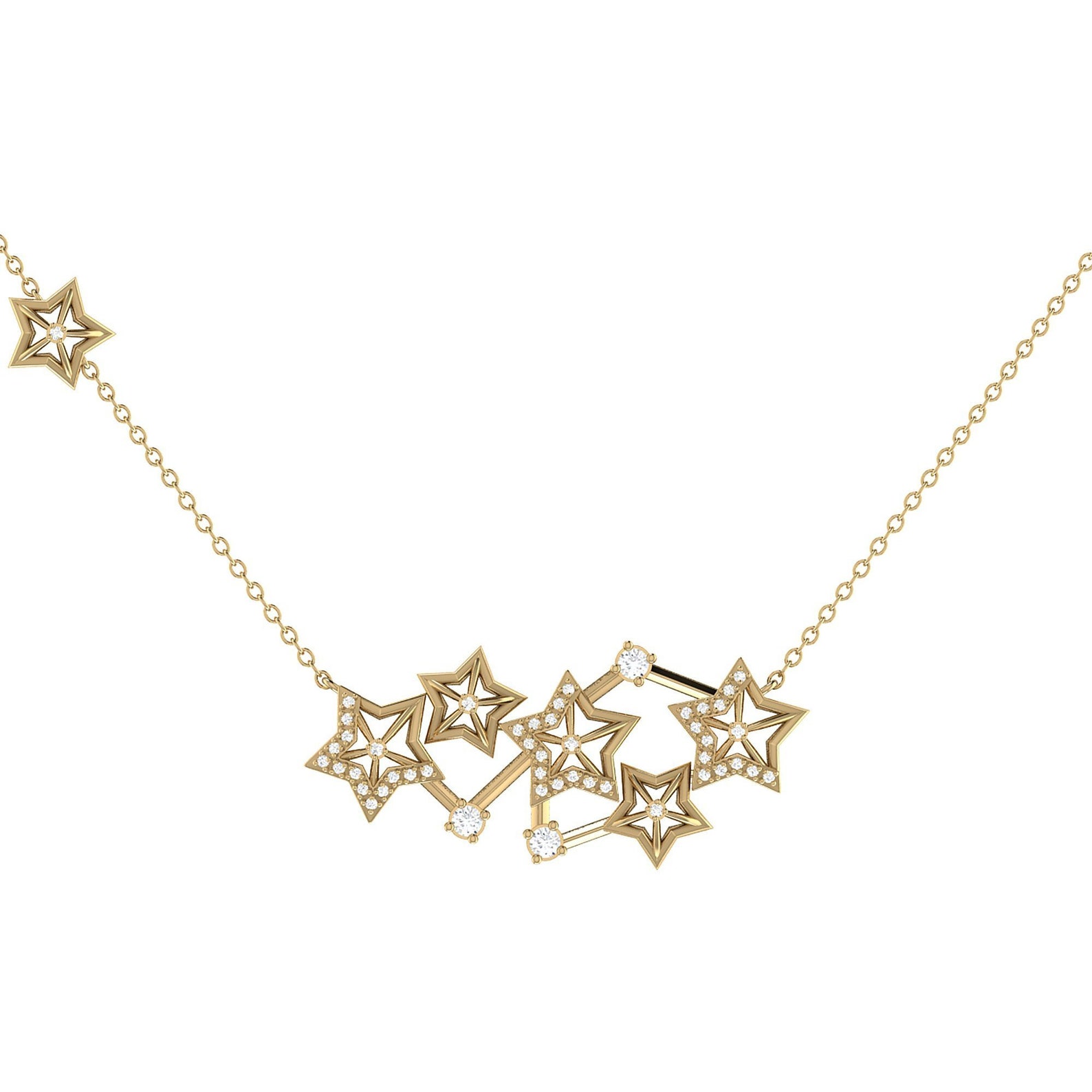 Starburst Constellation Diamond Necklace in 14K Yellow Gold - Etsy