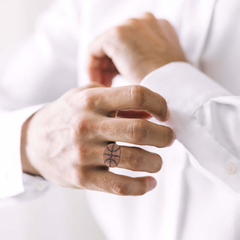 Slam Dunk Basketball Black Diamond Ring - Etsy