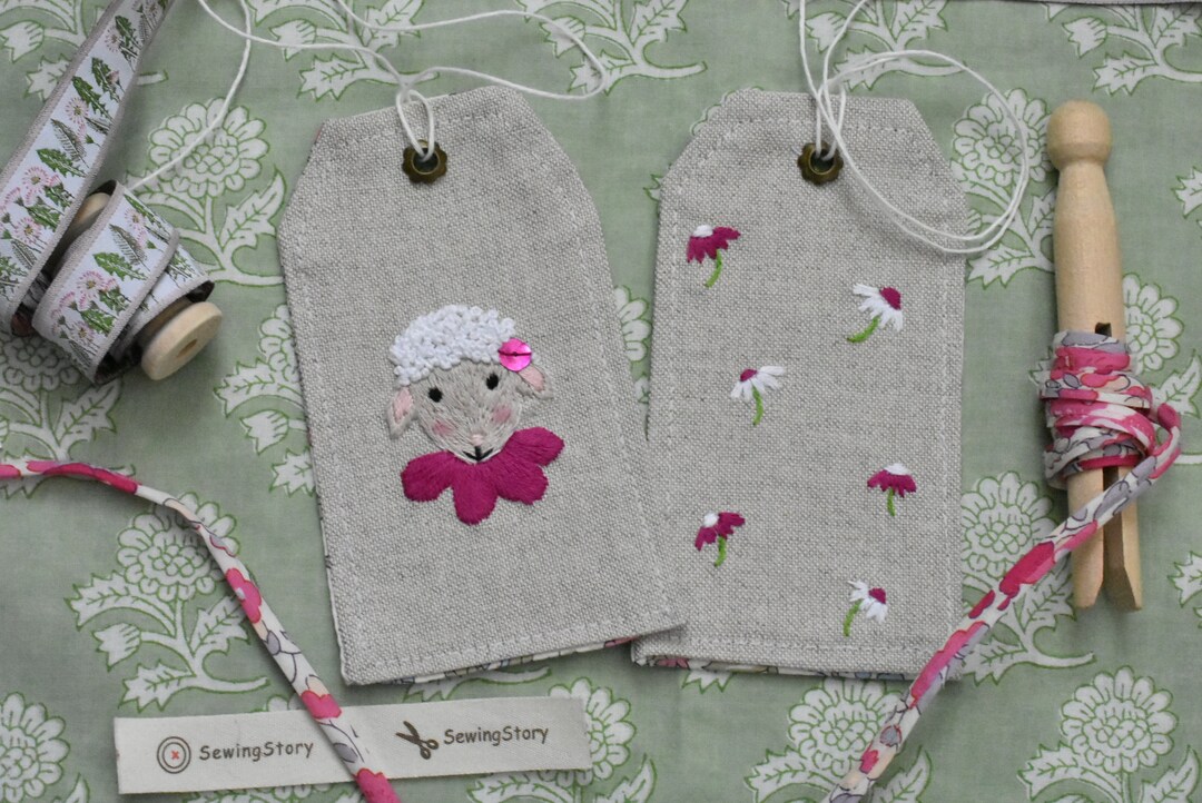 Sheep and Daisies Embroidered Labels, PDF Embroidery and Sewing Pattern ...