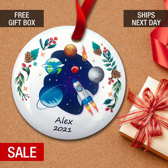 Space Themed Spaceship Christmas Tree Ornament Personalized | Etsy
