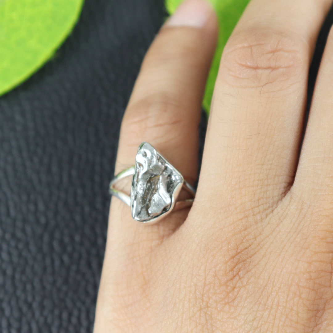 Raw Meteorite Ring 925 Silver Ring Raw Meteorite Ring - Etsy