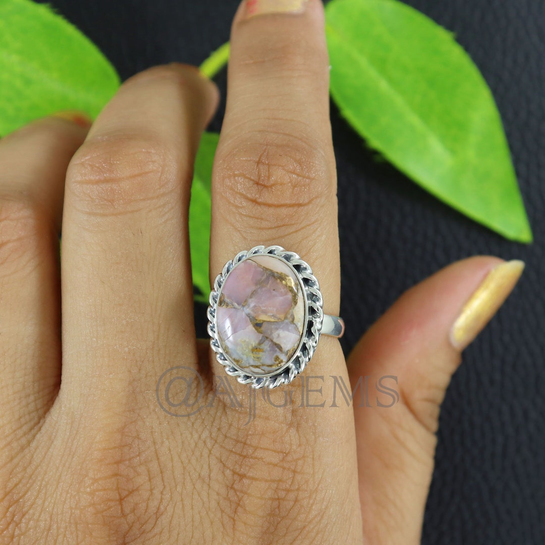 Pink Turquoise Ring, 925 Sterling Silver Ring, Pink Opal Turquoise Ring ...