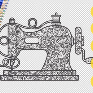 SVG Vintage mandala sewing machine. Printable zentangle | Etsy