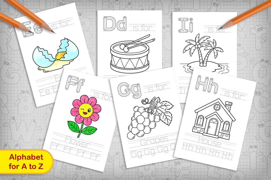 Printable Worksheet. Alphabet Coloring Book and Handwriting | Etsy