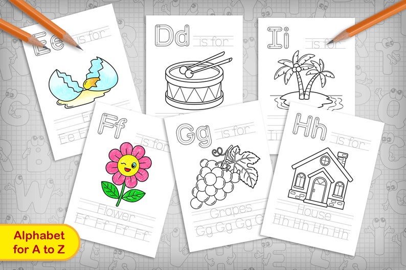 Printable Worksheet. Alphabet Coloring Book and Handwriting | Etsy