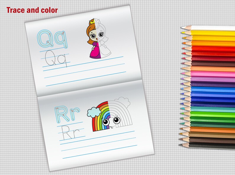 Printable Worksheet. Alphabet Coloring Book and Handwriting - Etsy