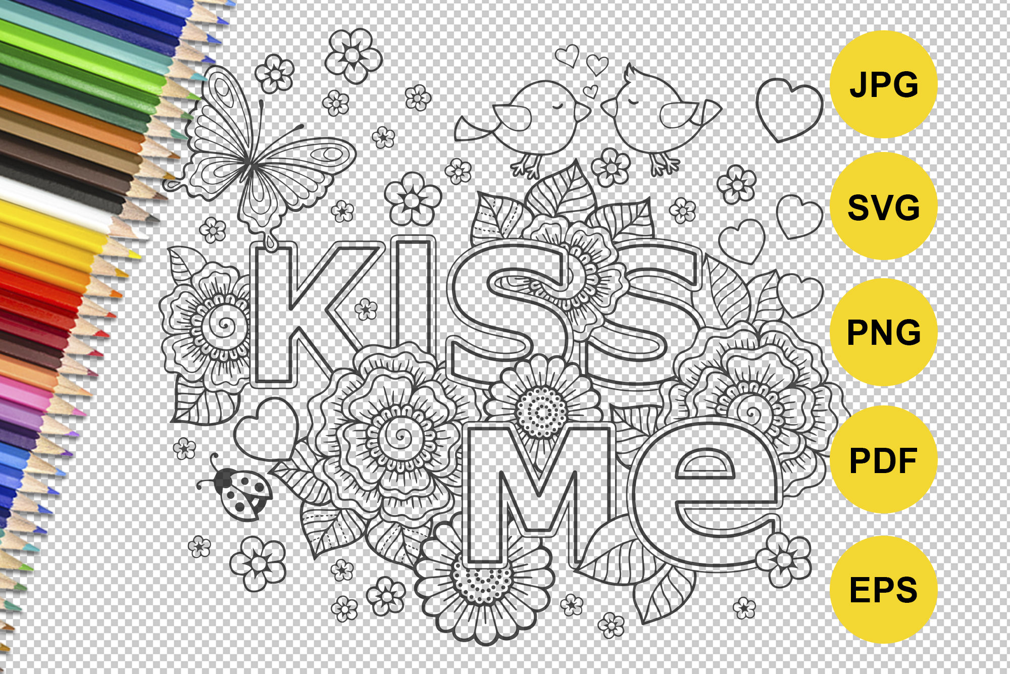 Zentangle Coloring Page for Valentine's Day and Wedding. | Etsy