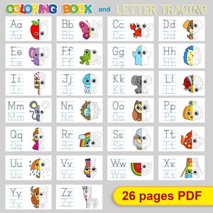 Printable Worksheet. Alphabet Coloring Book and Handwriting Practice ...