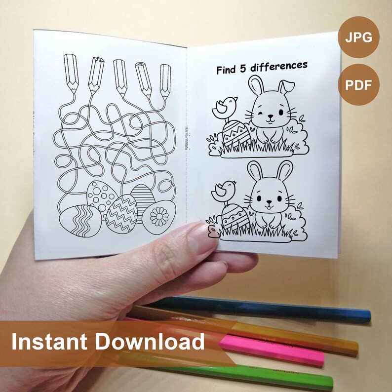 Mini Coloring Book | Easter Activities for Kids, Kfwaii Coloring (PDF ...