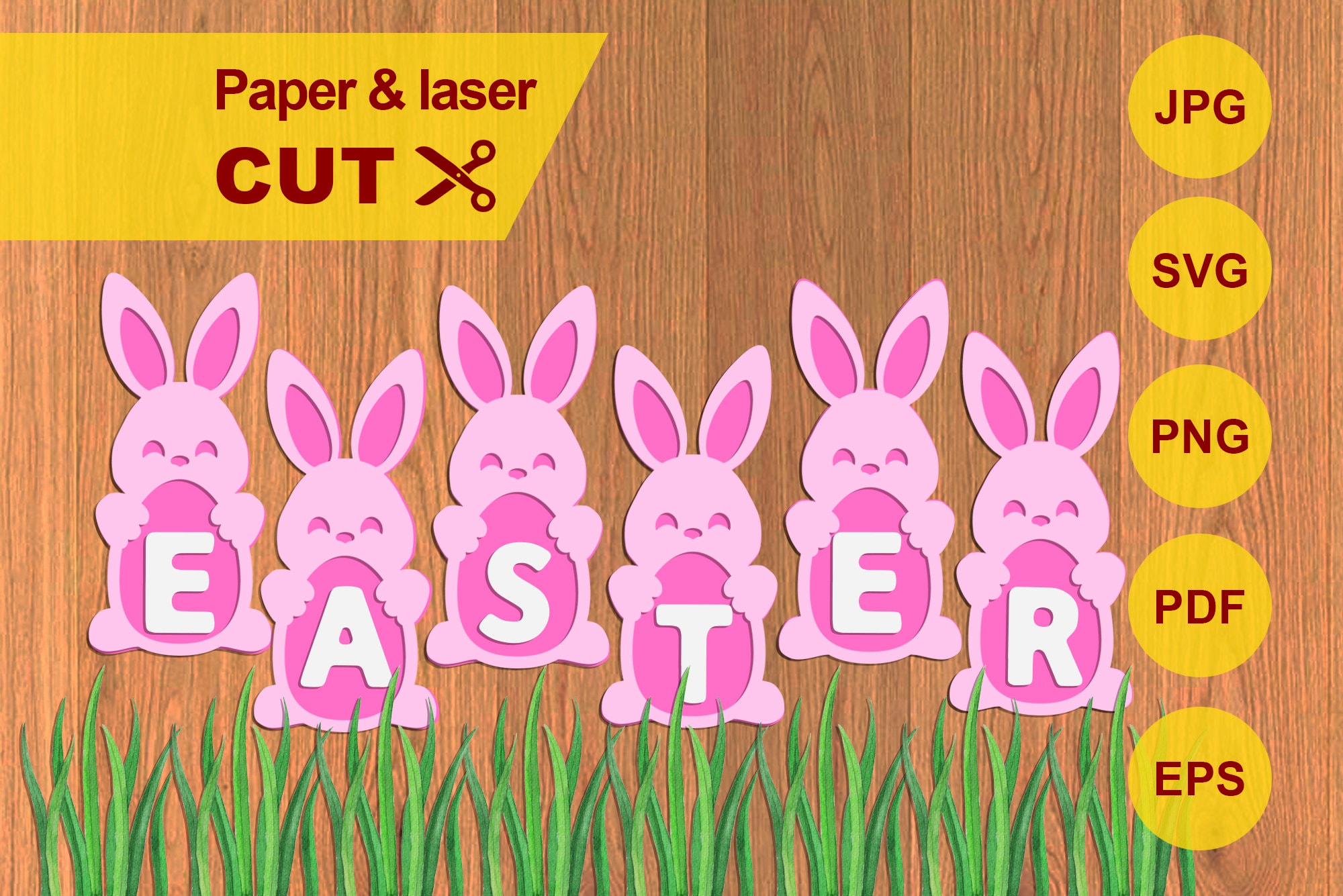 Easter Egg Hunt Bunny Clipart. Cricut Layered File for Paper - Etsy