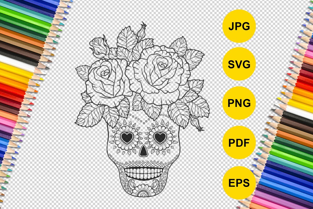 Day of the Dead Zentangle Sugar Skull. Printable Page Adult - Etsy