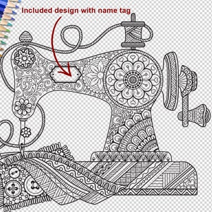 Vintage Mandala Sewing Machine. Printable Zentangle Coloring Page ...