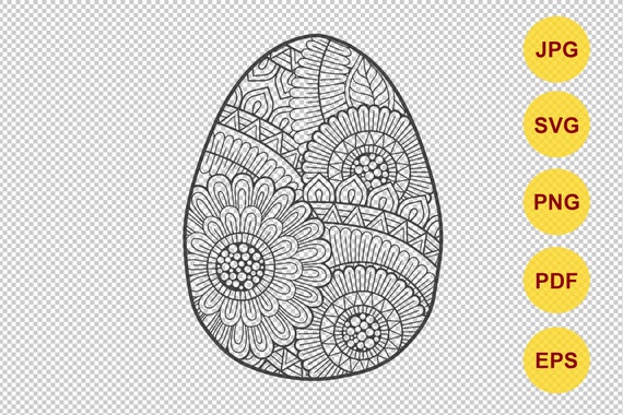 Mandala Easter Egg. Printable Zentangle Coloring Page. Vector | Etsy