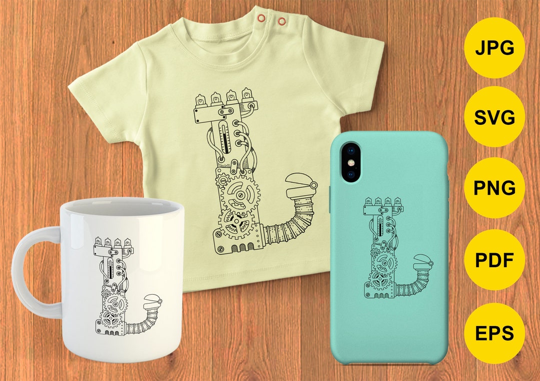 Print for Personalized Gifts Capital Letter L. Vector Clipart Steampunk ...