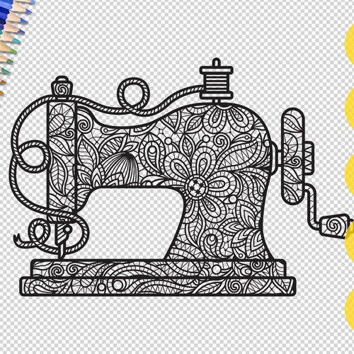 Vintage Mandala Sewing Machine. Printable Zentangle Coloring - Etsy
