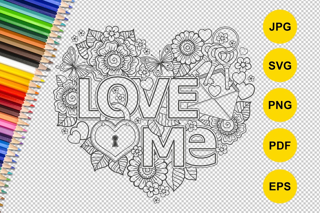 Mandala Flower Heart. Zentangle Coloring Page for Valentine's Day and ...