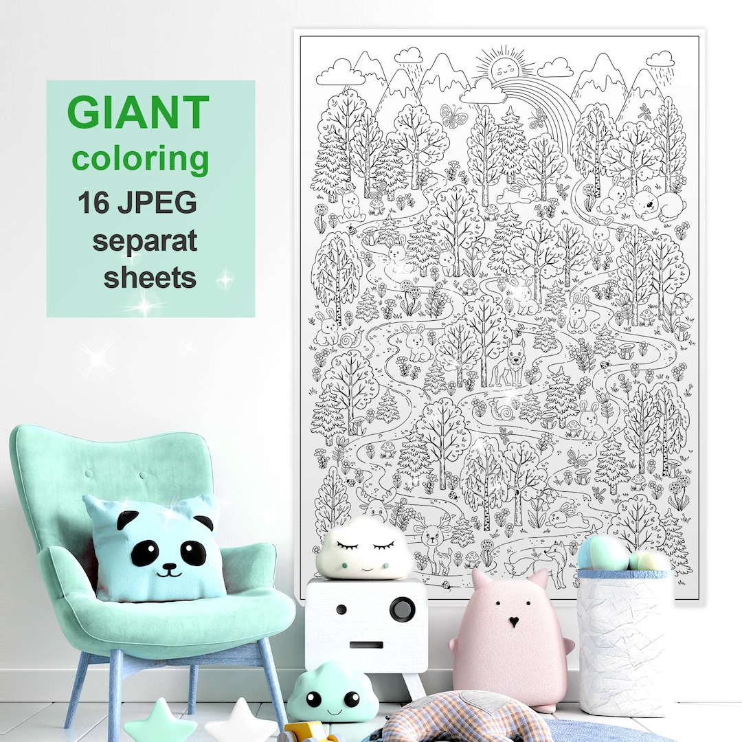 GIANT Forest Coloring | Printable Coloring Poster | Photo Zone ...