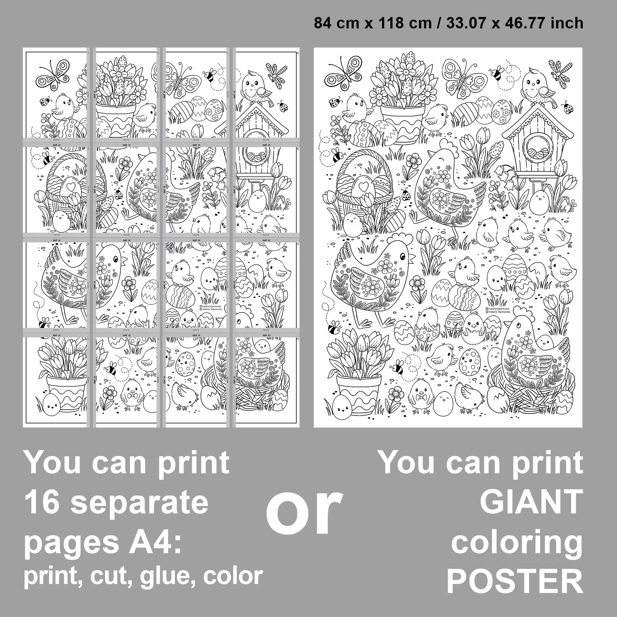 GIANT Easter Eggs Coloring | Printable Coloring Poster | Photo Zone ...