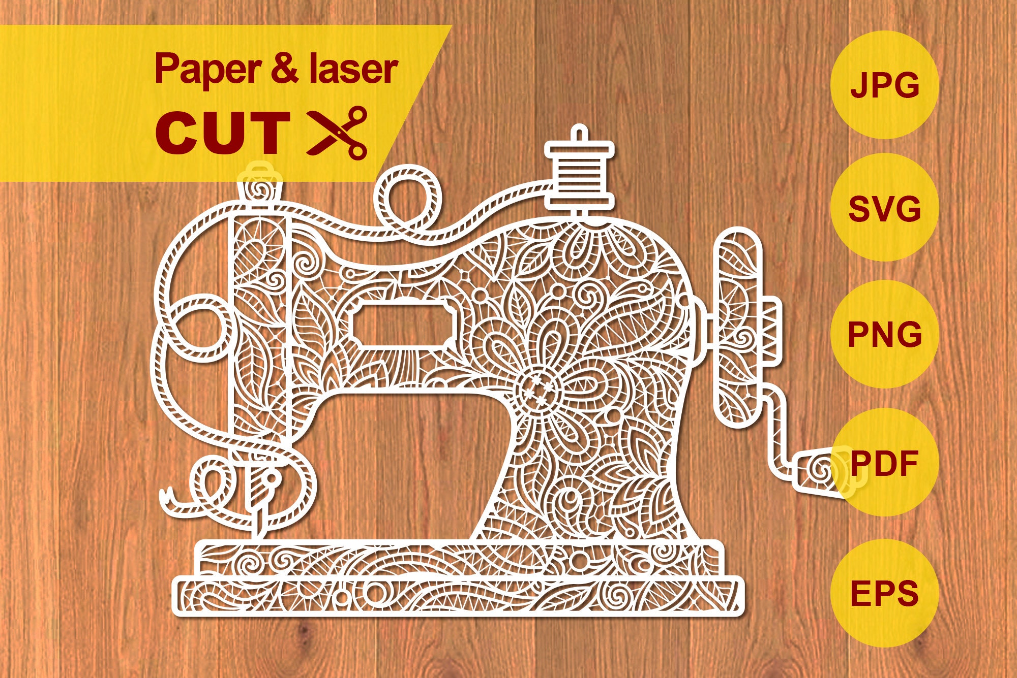 SVG Vintage Mandala Sewing Machine. Printable Zentangle - Etsy