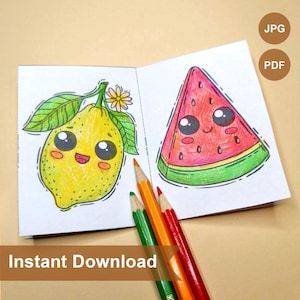 Tiny Mini Colouring Book | Printable Cute Fruits Coloring Book ...
