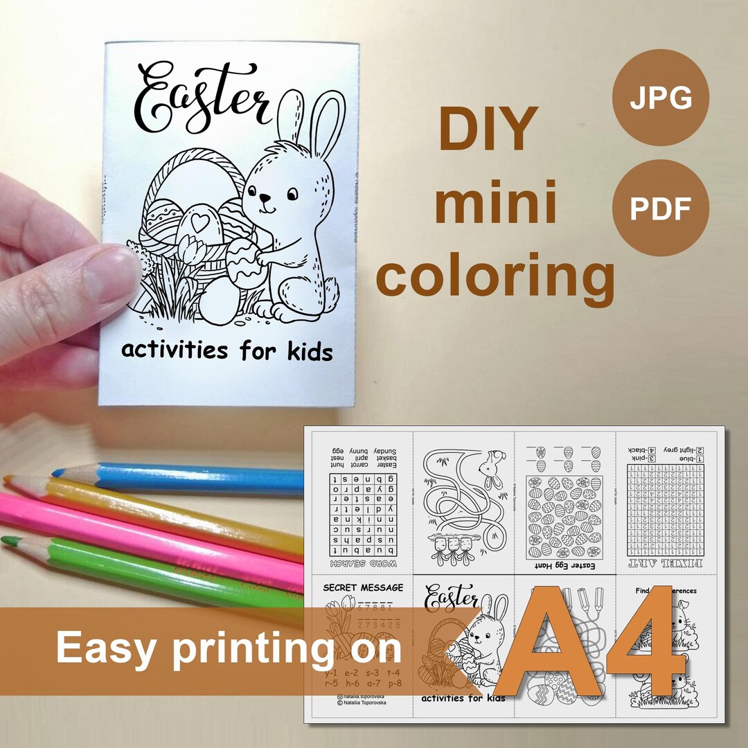 Mini Coloring Book | Easter Activities for Kids, Kfwaii Coloring (PDF ...