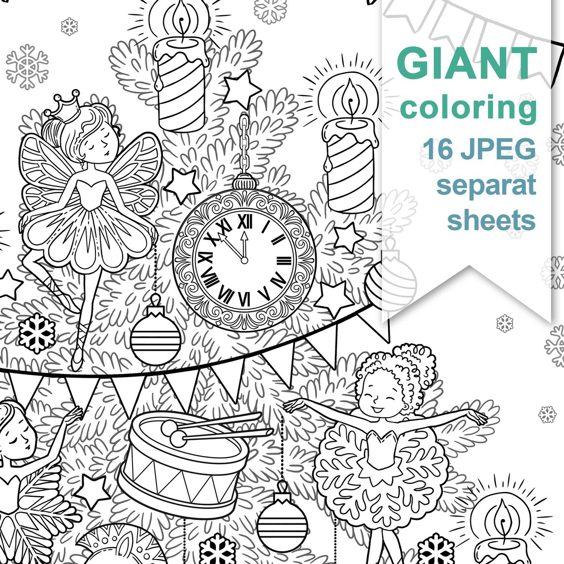 GIANT Nutcracker Ballet Christmas Tree Coloring | Printable Coloring ...
