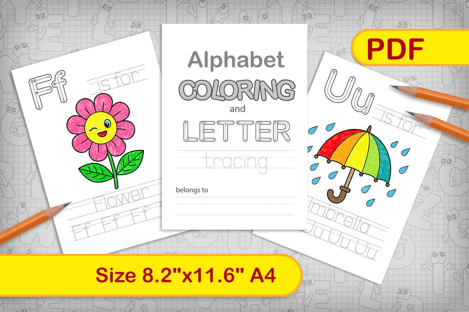 Printable Worksheet. Alphabet Coloring Book and Handwriting | Etsy