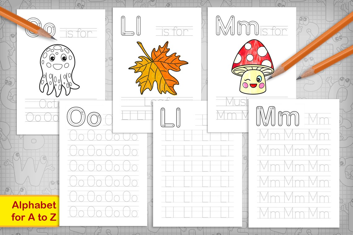 Printable Worksheet. Alphabet Coloring Book and Handwriting | Etsy