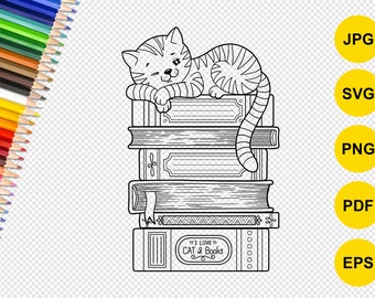 Library Coloring Page - Etsy