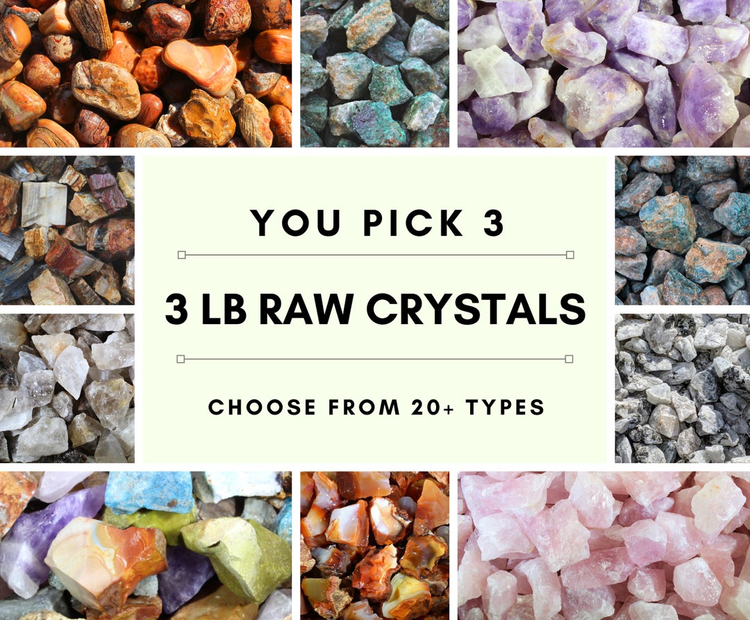 3 LBS RAW CRYSTALS | You Pick 2 | Rough Rocks for Tumbling | Bulk ...