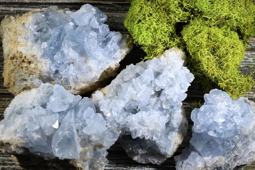 Celestite Crystal Cluster | Raw Blue Celestite Geode | Celestite Raw ...