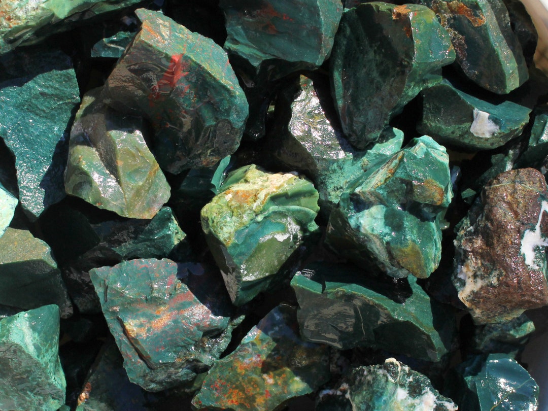Green Bloodstone Grade B Rough Rocks I Raw Crystals for Tumbling I 1 LB ...