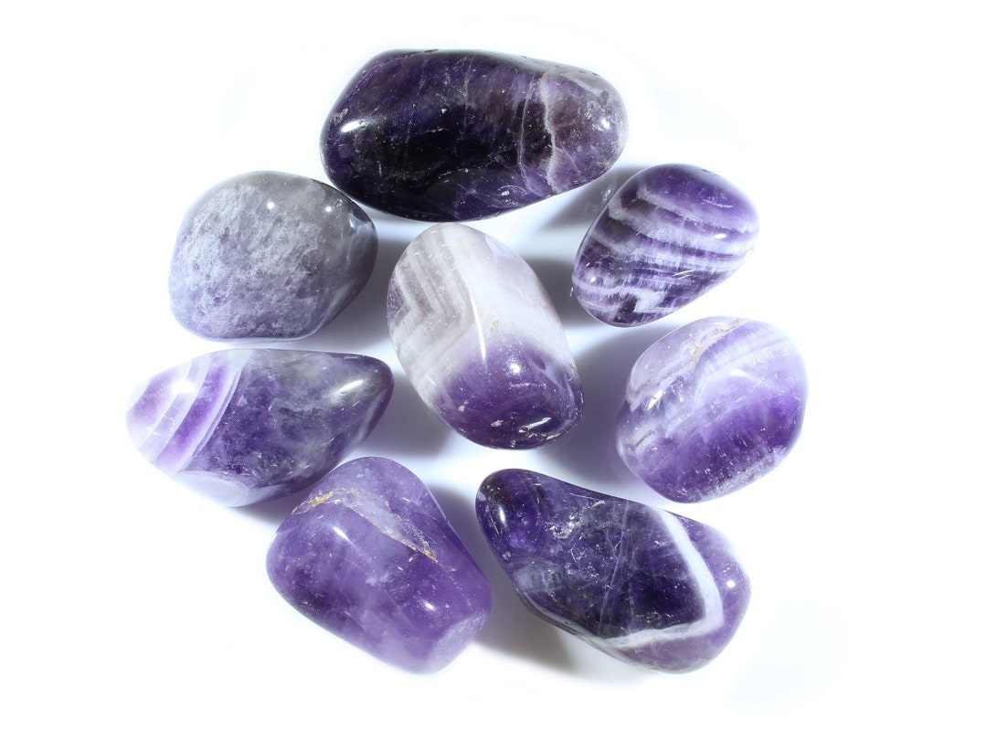 Amethyst Tumbled Gemstones-banded Amethyst-polished Stones-tumbled ...
