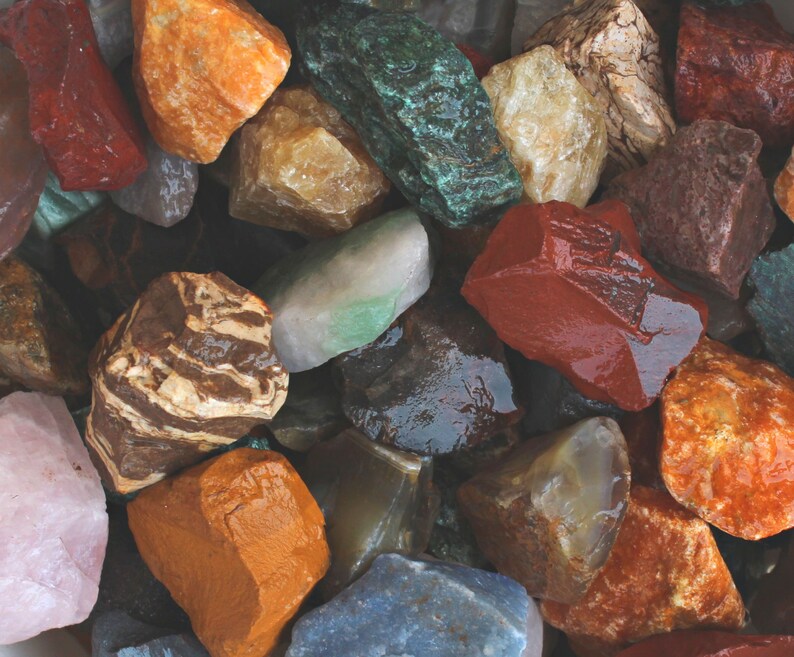 Brazil Mix | Large Rough Rocks for Tumbling | Size: 2" - 3" | 1 LB Bulk ...