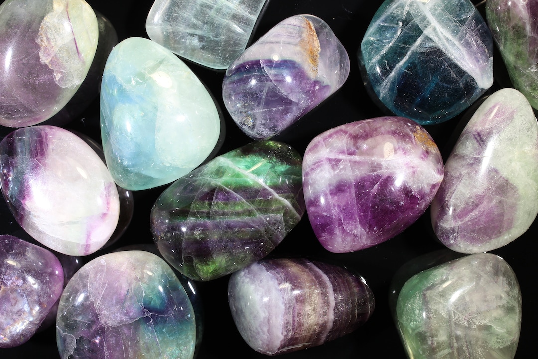 Fluorite a Grade Large Tumbled Stones-fluorite Gemstones-rainbow ...