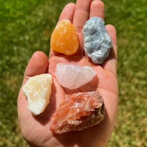5 Pcs Calcite Set-calcite Crystal Set-blue Calcite-yellow Calcite-pink ...