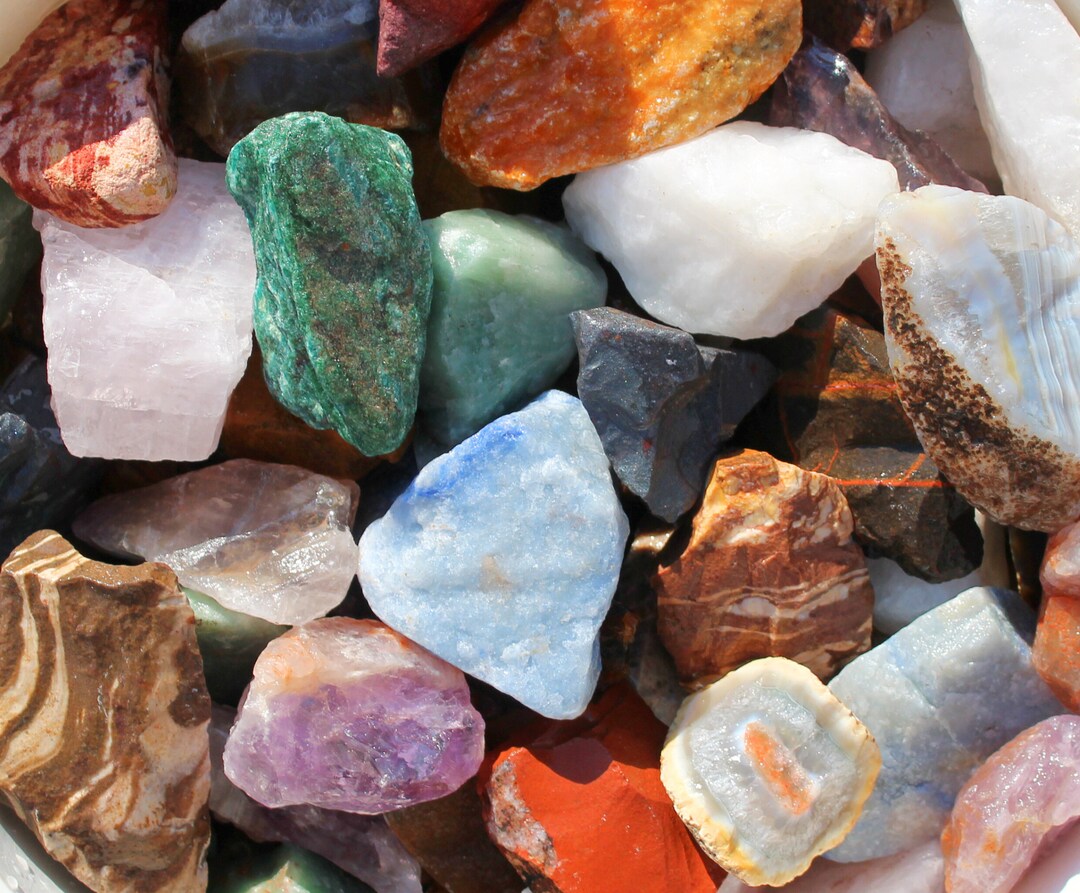 Brazil Mix | Large Rough Rocks for Tumbling | Size: 2" - 3" | 1 LB Bulk ...