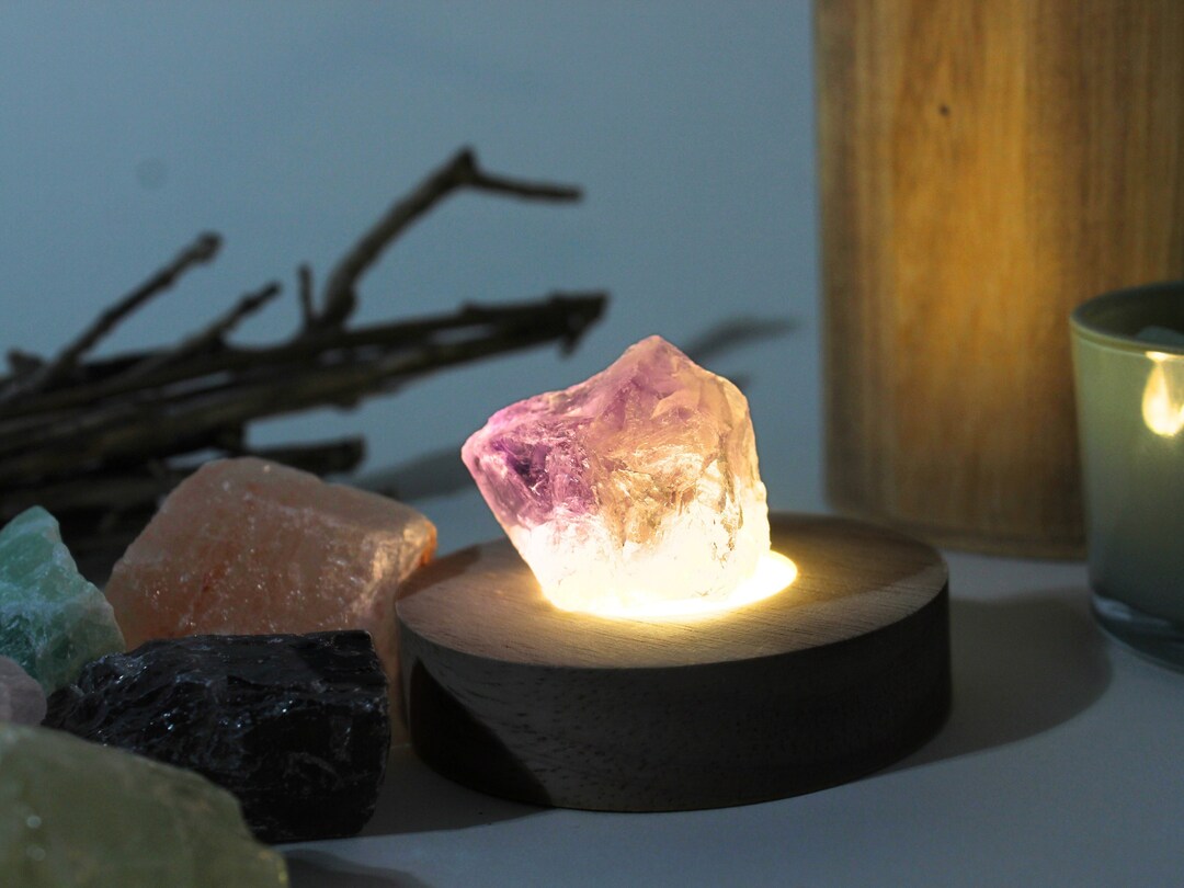 Chakra Crystal Lamp LED Home Decor Feng Shui 7 Chakra Raw Gemstones ...