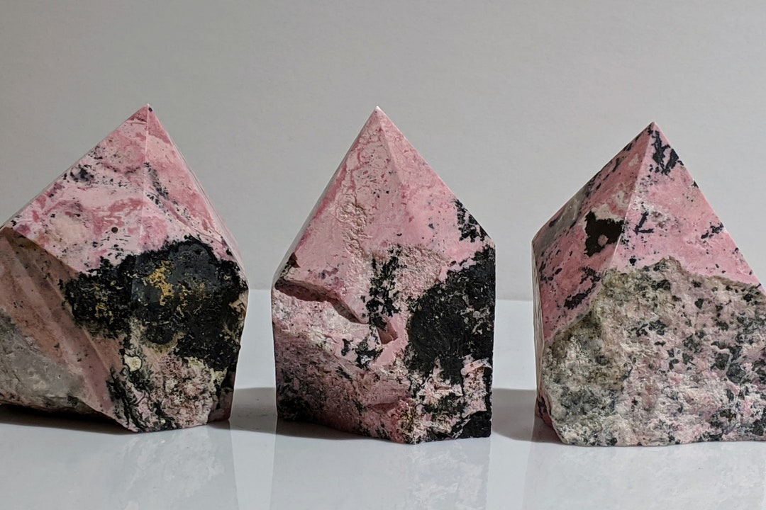 Rhodonite Crystal Points | 2"+ Tall Rhodonite Points | Crystal Points ...
